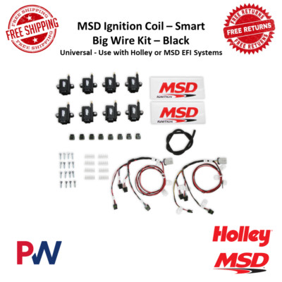 MSD Smart Ignition Coil Big Wire Kit - Black - 50,000 Volts - 5.2 mH ...