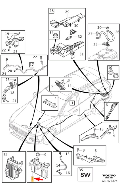 VOLVO V60 MK2 BCSM CABLE HARNESS DUCT 31398255 GENUINE for sale online ...