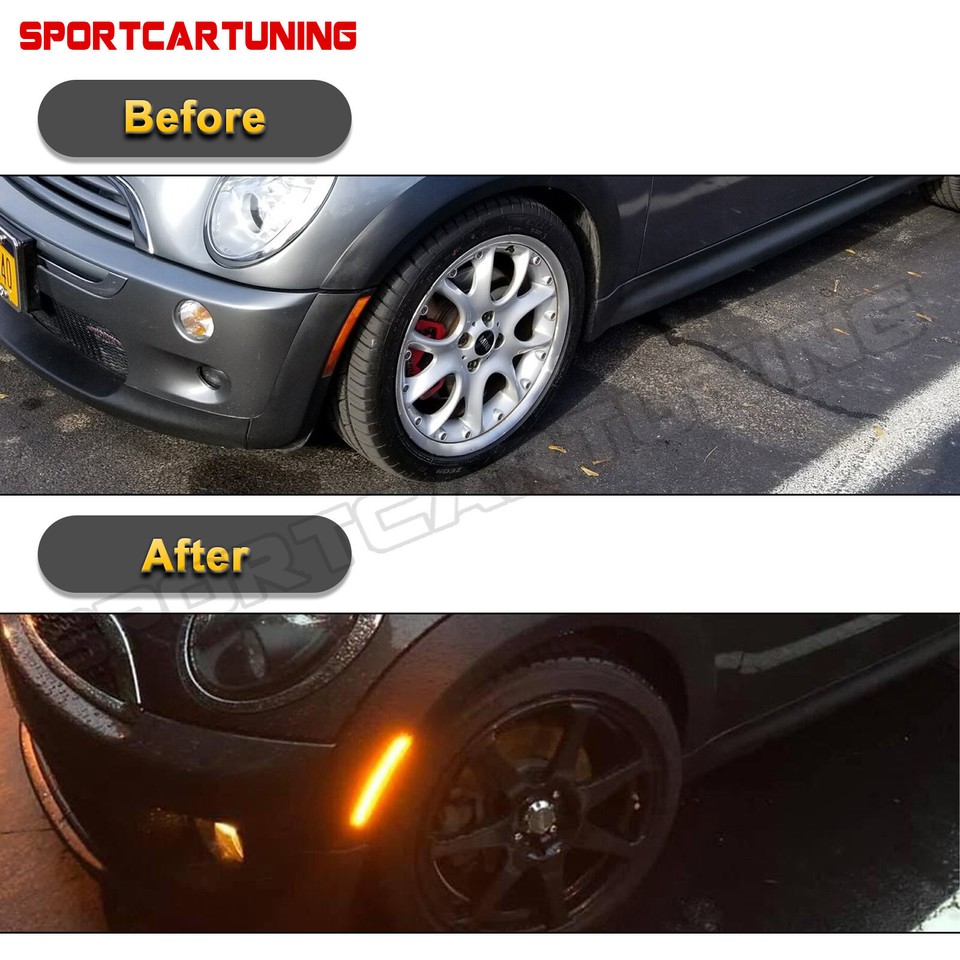 Smoke Lens LED Front Bumper Side Marker Lights For 02-08 Mini Cooper ...