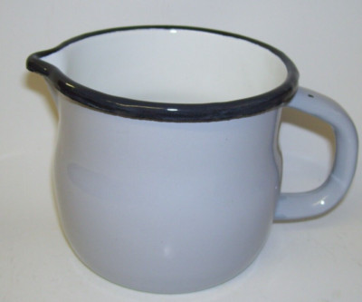 Metal Gray with White Enamelware Pitcher | eBay