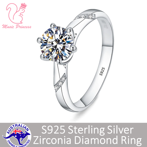 🔥💍 S925 Sterling Silver Ring 💎 CZ Diamond Engagement Wedding 💕Gift ...