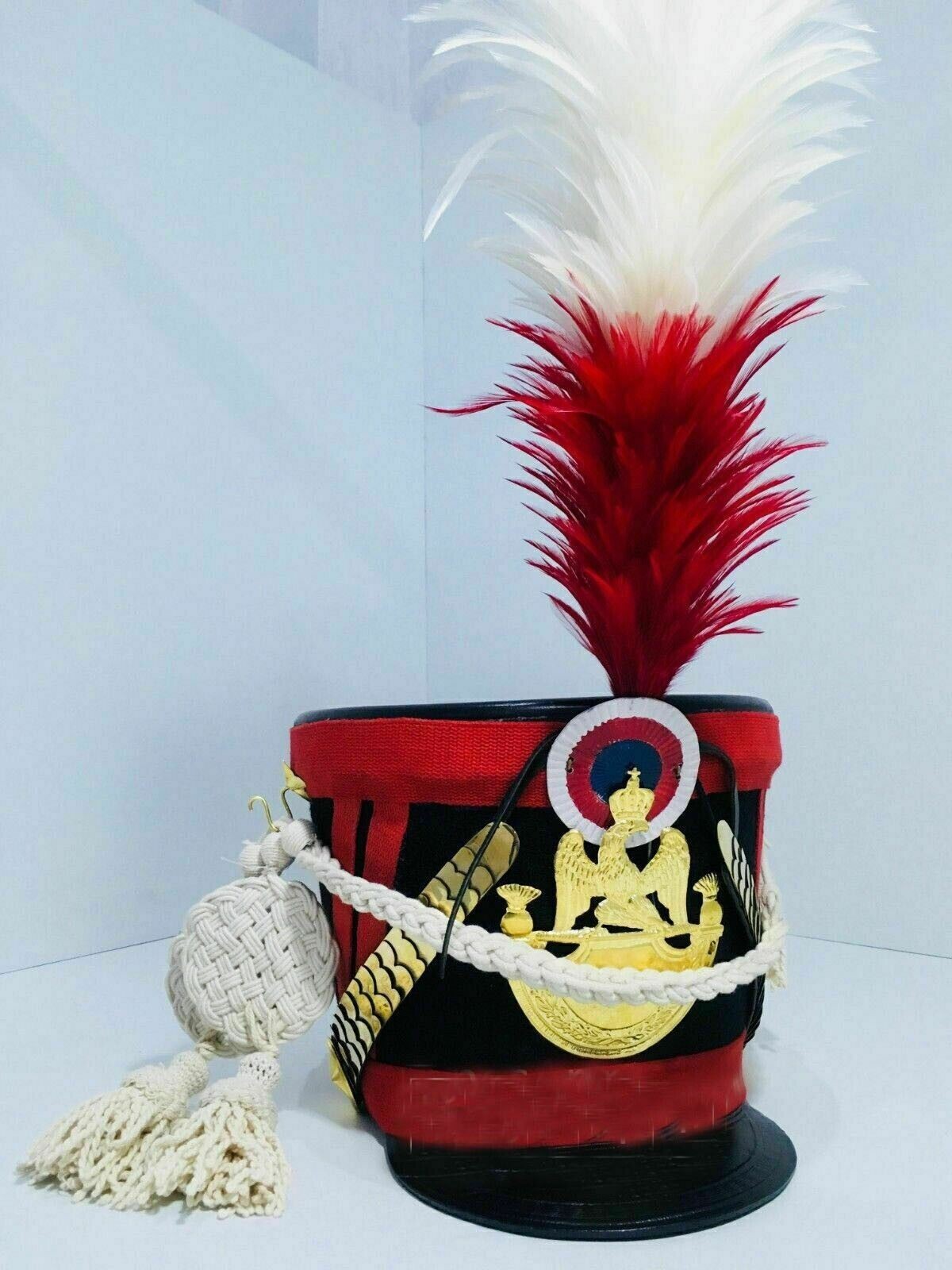 French Napoleonic Shako Helmet with Red Plume Halloween Gift with free ...