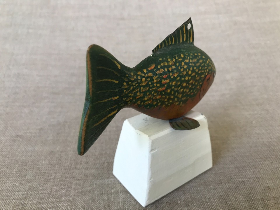 Ice Spearing Fishing Decoy, Hand Carved Hand Painted, a Panfish, Mich ...