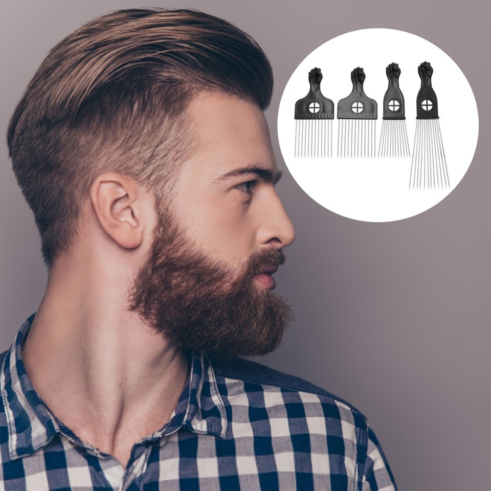 4 Pcs Wide Tooth Comb Texture Lift Teasing Metal Combs Barber Brush ...