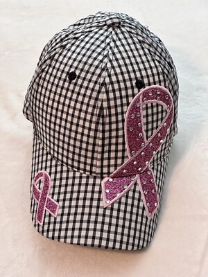 Breast Cancer Awareness Pink Ribbon Baseball Cap Bling Rhinestones ...