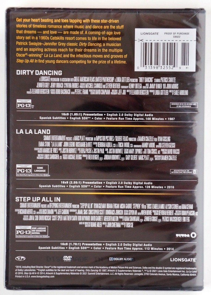 LIONSGATE Movie That Make You Dance 3-Film Collection (DVD) | eBay