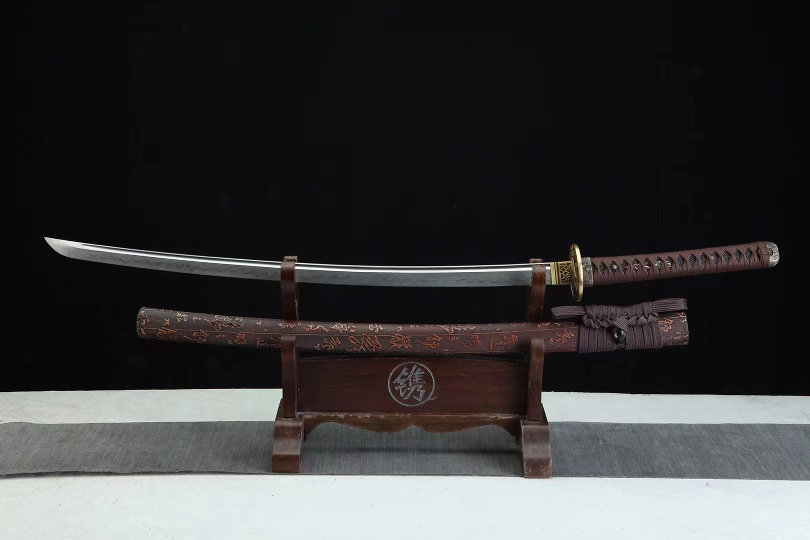 Dragon Clay Tempered T10 Steel Brown Japanese Samurai Sword Katana Real ...