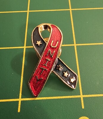 Vtg Unity Support Ribbon Red White Blue USA Gold Tone Lapel Pin | eBay