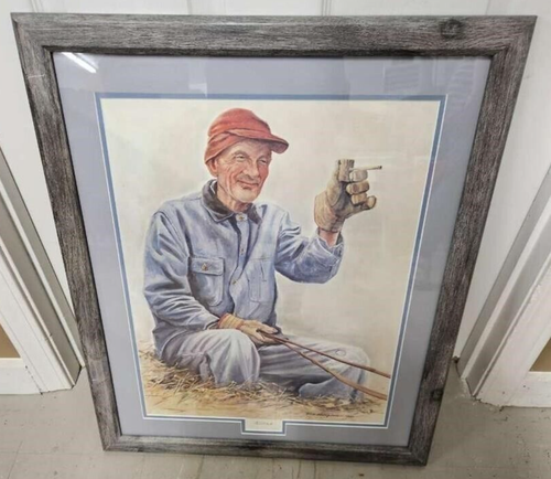 Rare BEN HAMPTON "Dad" Litho Print Professionally Framed Signed 26 1/2 ...