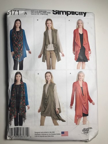 SIMPLICITY 8171 MISSES' KNIT CARDIGAN OR VEST XXS-XS-S-M-L-XL-XXL | eBay