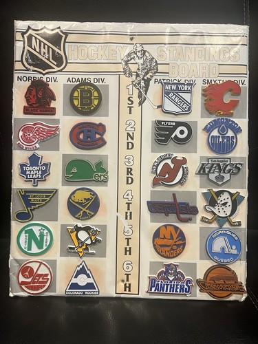 VINTAGE RARE 1970’s NHL STANDINGS BOARD WITH 24 RUBBER STANDINGS BOARD ...