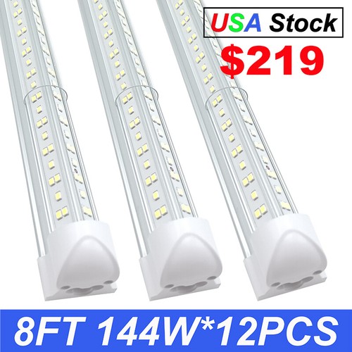 8FT LED Shop Lights 144W Strip Lights Compact Commercial 8 Foot Light ...