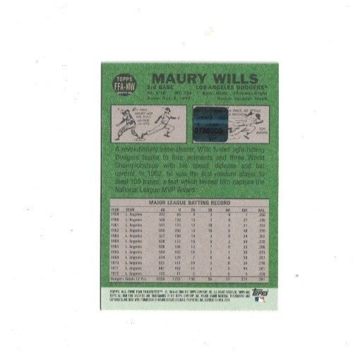 2004 Maury Wills Los Angeles Dodgers Topps Archives Autograph Card | eBay