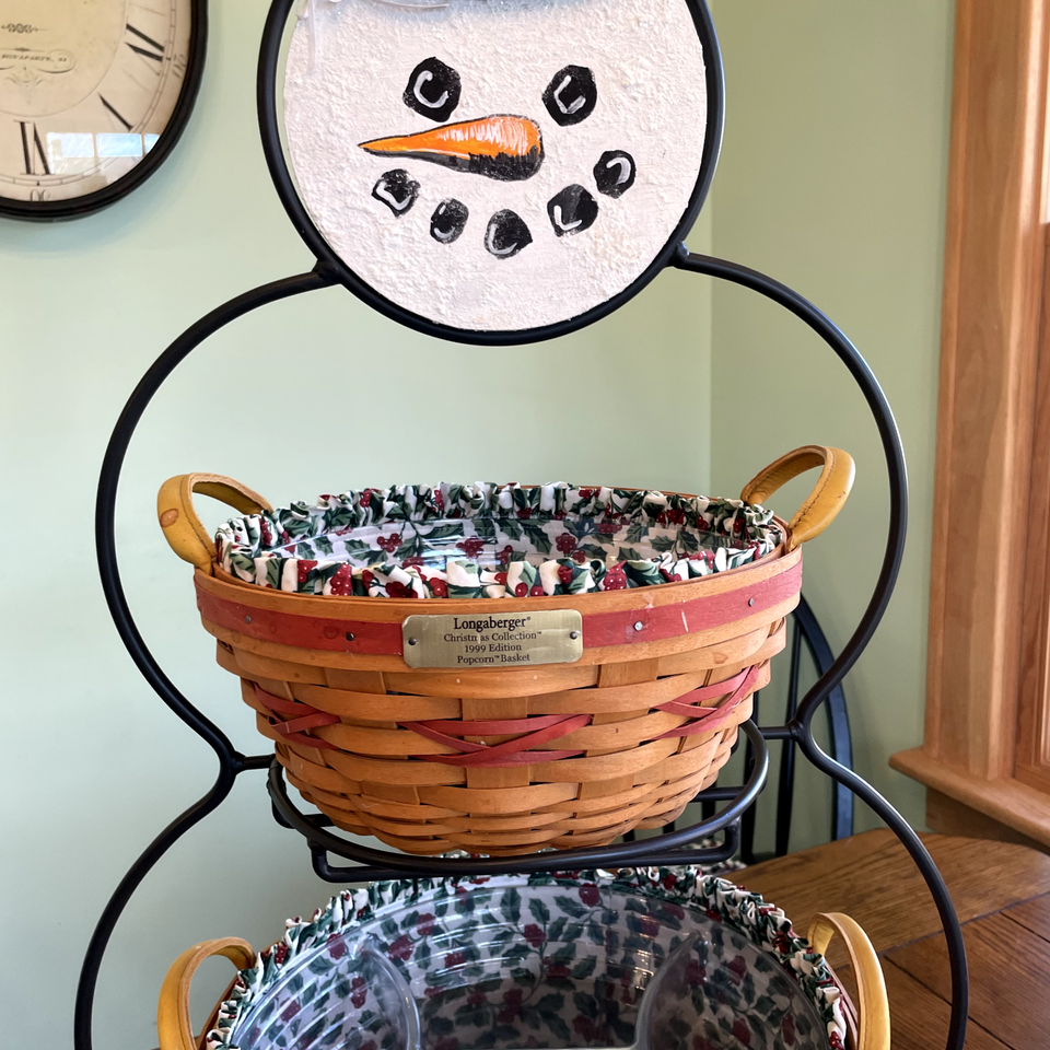 Longaberger Wrought Iron Large 32 Snowman w/Face/Hat/2 Baskets ...