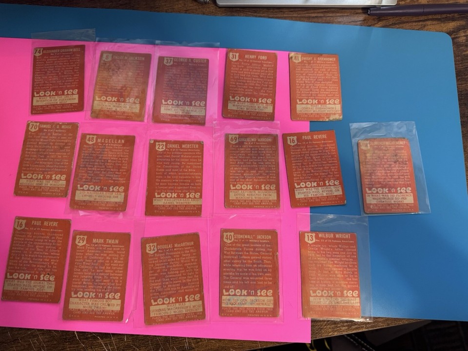 16 x 1952 Topps Look N See Cards Big Names Only Lot Non Sport Vintage ...