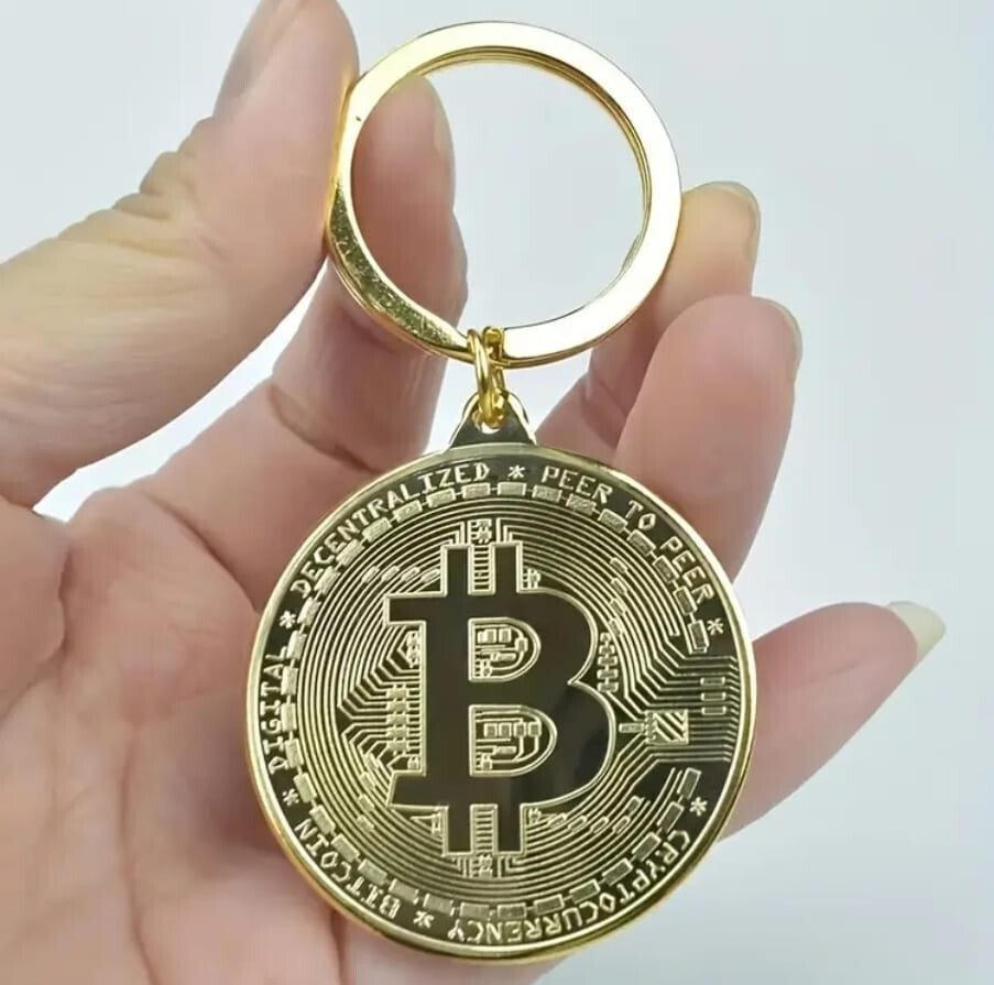 BITCOIN Coin BTC Keychain Keyring Key Fob Pendant GOLD SILVER ROSE GOLD ...