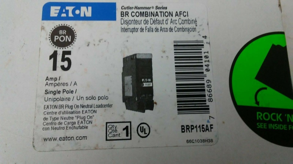 Eaton BRP115AF 120/240V 15A Single Phase Circuit Breaker 786689041014| eBay