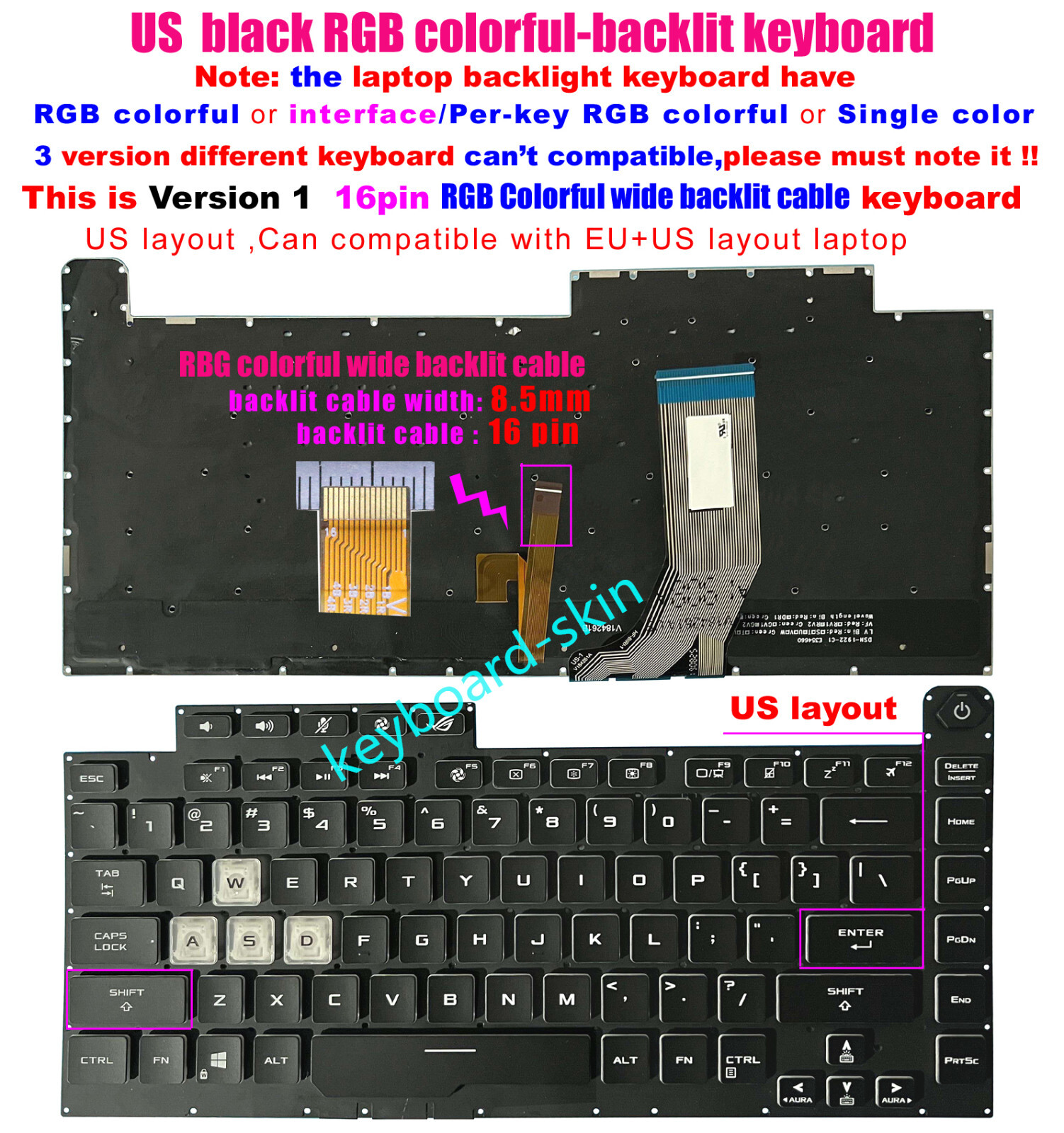 New US Backlit Keyboard For Asus ROG Strix G512 G512LI G512LU G531 ...
