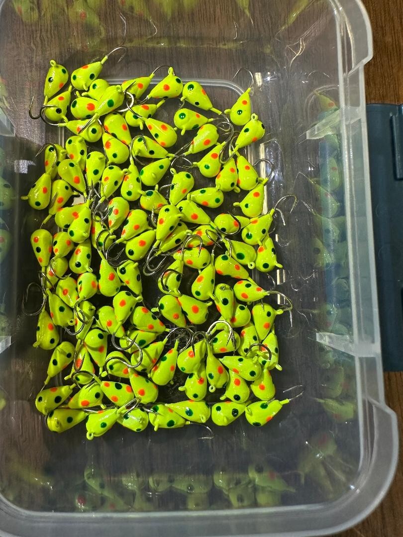 Tungsten chartreuse glow wonder bread ice fishing jigs 5mm lot of 10 | eBay