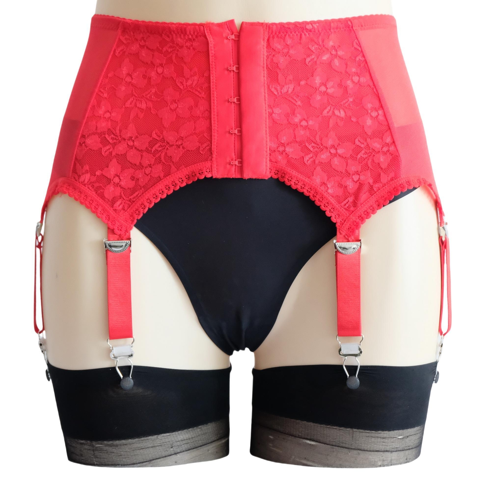 Luxallacki 6 Straps Suspender Belt Sheer Mesh Floral Lace Garter Women ...