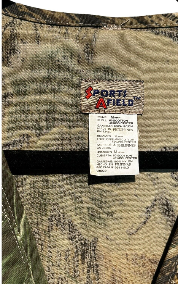 sports afield realtree hunting hunters vest men's medium partial zip | eBay