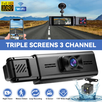 Dash Cam 3 Channel Dash Cam 1080P Dash Cam Front Inside Rear Triple ...