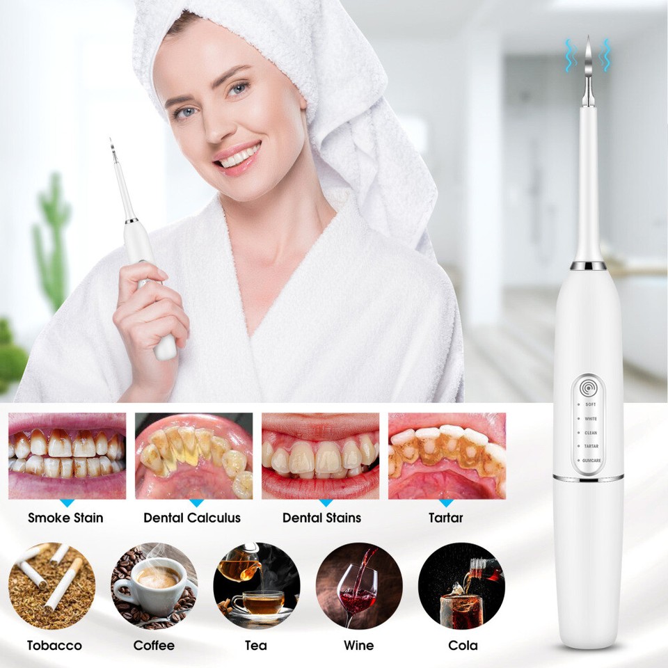 Ultrasonic Electric Teeth Cleaner Plaque Remover 5 Modes - Dental Tooth ...