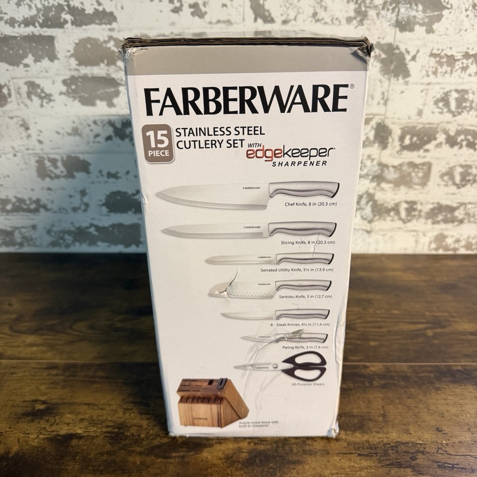 NEW – Farberware 15-Piece Stainless Steel Cutlery Set – Edgekeeper ...