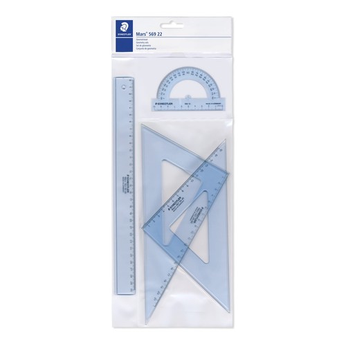STAEDTLER 569 22 Mars Geometry Set with Ruler, Protractor & Set Squares ...