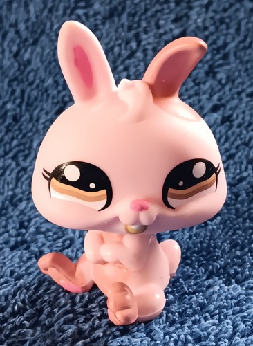 Littlest Pet Shop LPS #1366 DWarf Bunny Rabbit Pink Short Ears Brown ...