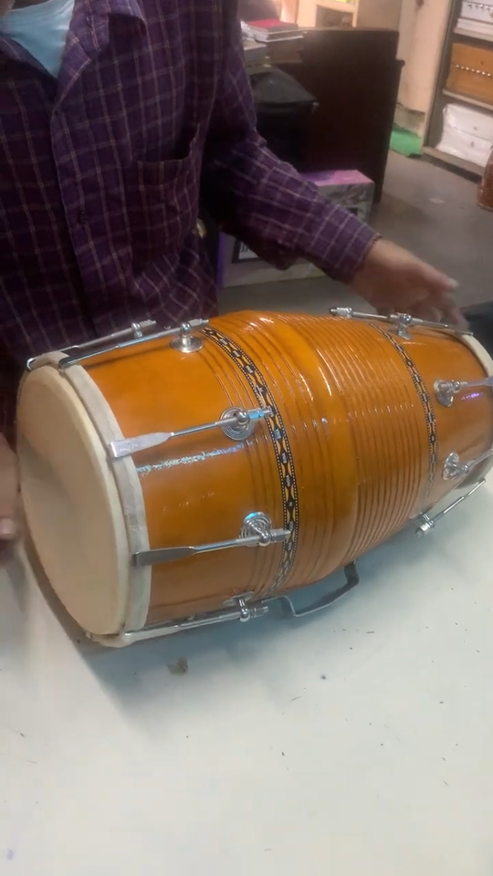 Indian Wooden Professional Bina Dholak no. 36B NB Musical Instrument ...