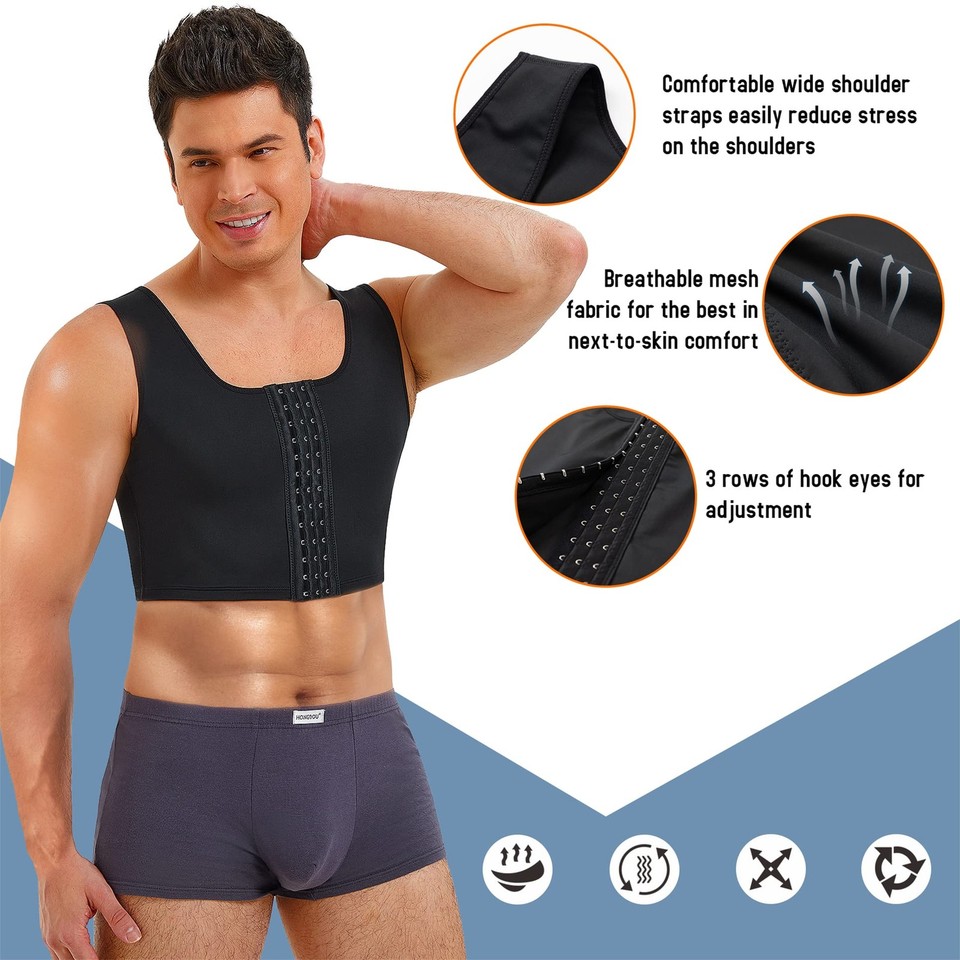 Mens Compression Corset Vest Hide Gynecomastia Chest Binder Tank Top ...