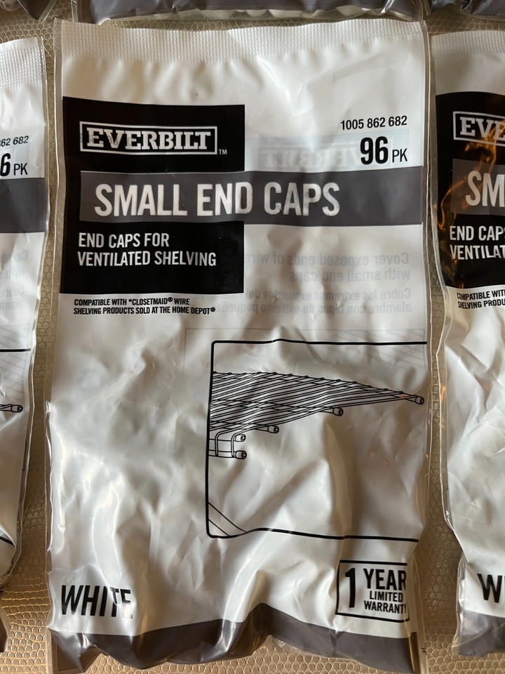 EVERBILT ShelfTrack Small Wire Shelf End Caps 96 Pack - NEW 6 Packs 96 ...
