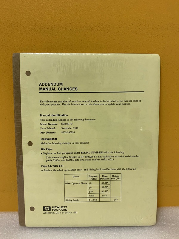 HP 85052-90055 85052B/D 3.5 mm Calibration Kit Operating and Service ...