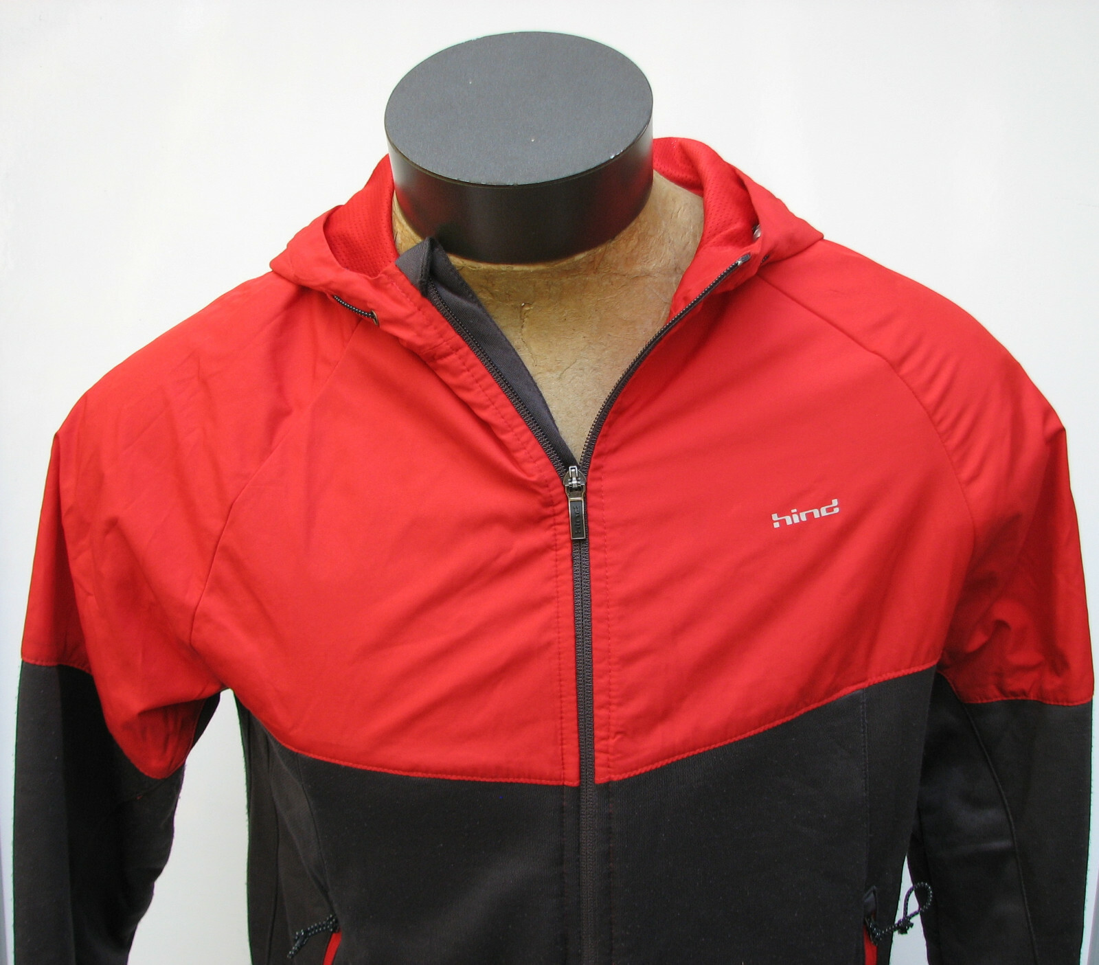 Hind Men's Red/Gray Hooded Lightweight Cycling Bicycle Jacket - Size ...