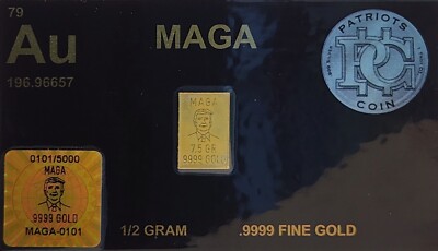 MAGA Gold .50 Gram .9999 Pure Gold Bar Donald Trump Gold Bullion | eBay