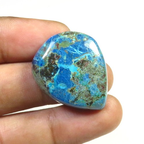 Natural Green Azurite Cabochon 29x23mm Handmade Polished Pear Smooth ...