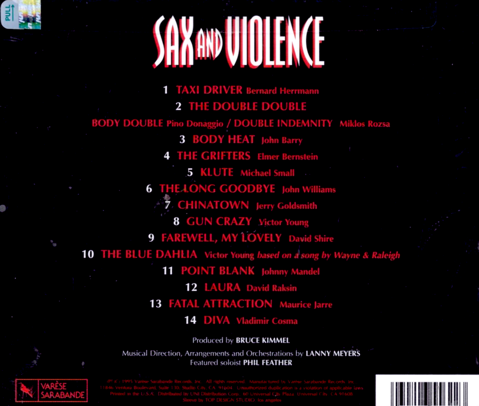 "SAX AND VIOLENCE" Music From The Dark Side Soundtrack CD 1995 Varese ...