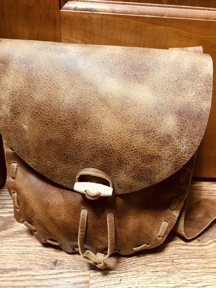 Handcrafted brown Leather Bag, muzzleloading hunting possible bag,black ...
