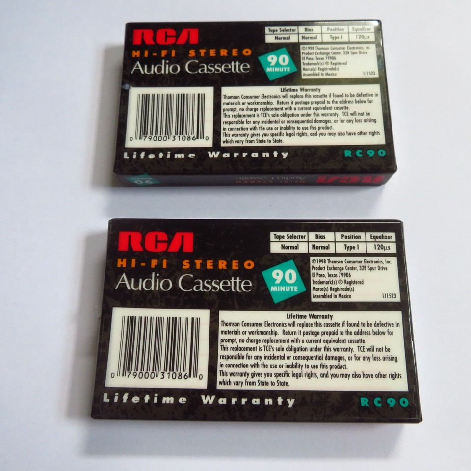 Lot of 2 RCA Cassette Tapes-Sealed-90 Min.-Lifetime Warranty -Hi FI ...