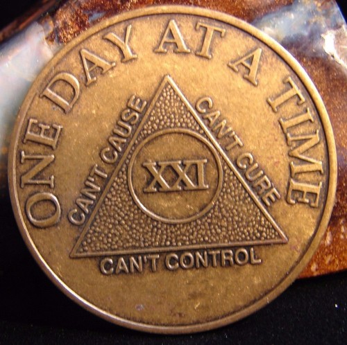 Al-Anon AA 21 Year Bronze Medallion Coin Serenity Recovery GA OA Token ...
