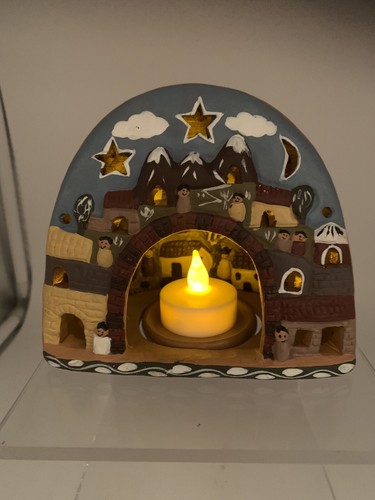 Wanderlust Clay Pottery Handmade Candleholder Made In Peru 5"x3.25"x4.5 ...