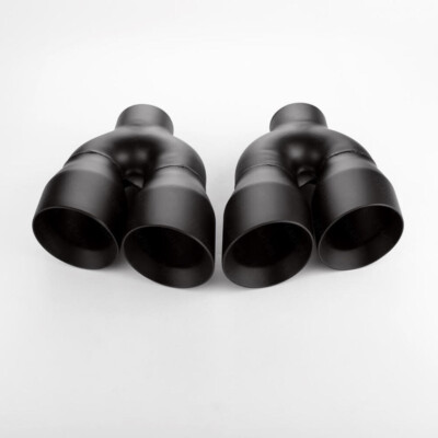 Stainless Steel Black 3" In Exhaust Tips Quad 4" Out Angle Cut ...