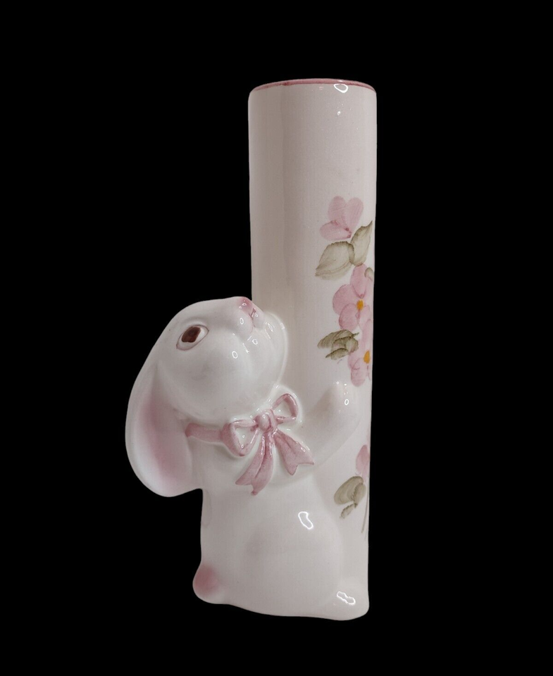 Vintage Ceramic Weiss Easter Bunny Rabbit Bud Vase 1987 Hand Painted ...