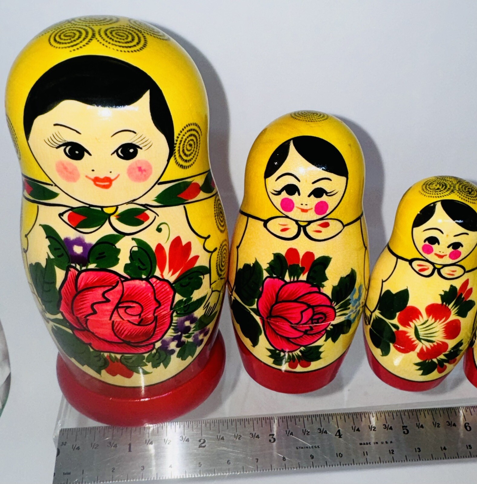 RARE Vintage Set Of 6 Russian Nesting Wooden Dolls Made In USSR Red ...