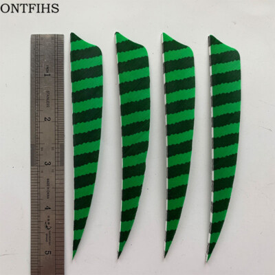 50PCS 5inch Striped Light Green Shield Vanes Fletches Feathers ...