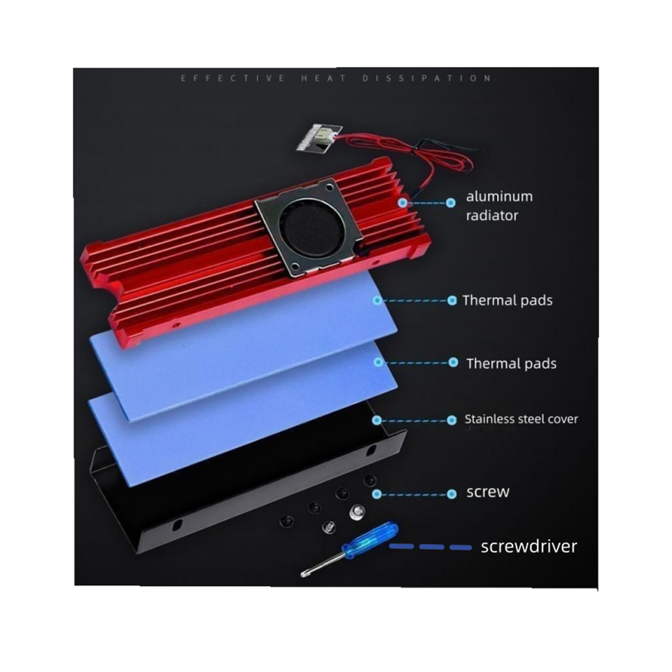 M.2 Solid State Hard Disk Fan Heatsink Heat Radiator Silicon Therma ...
