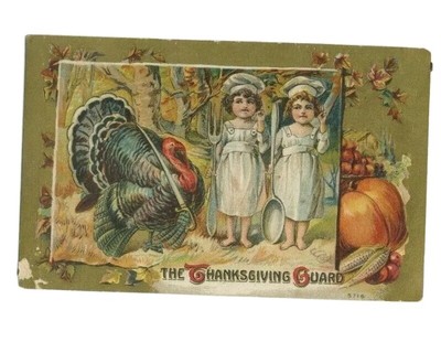Antique Embossed The Thanksgiving Guard 1910 Colorful Posted Postcard ...