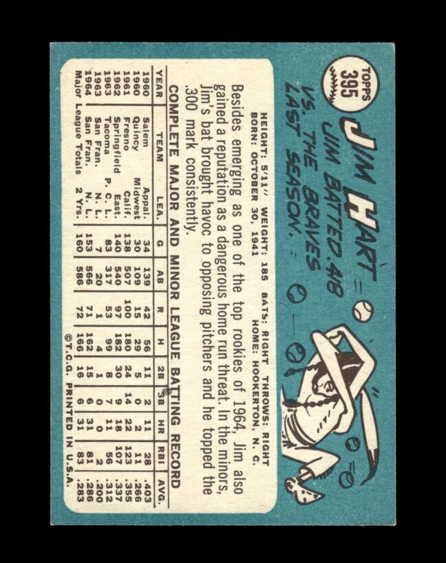 1965 Topps Set-Break #395 Jim Ray Hart EX-EXMINT *GMCARDS* | eBay