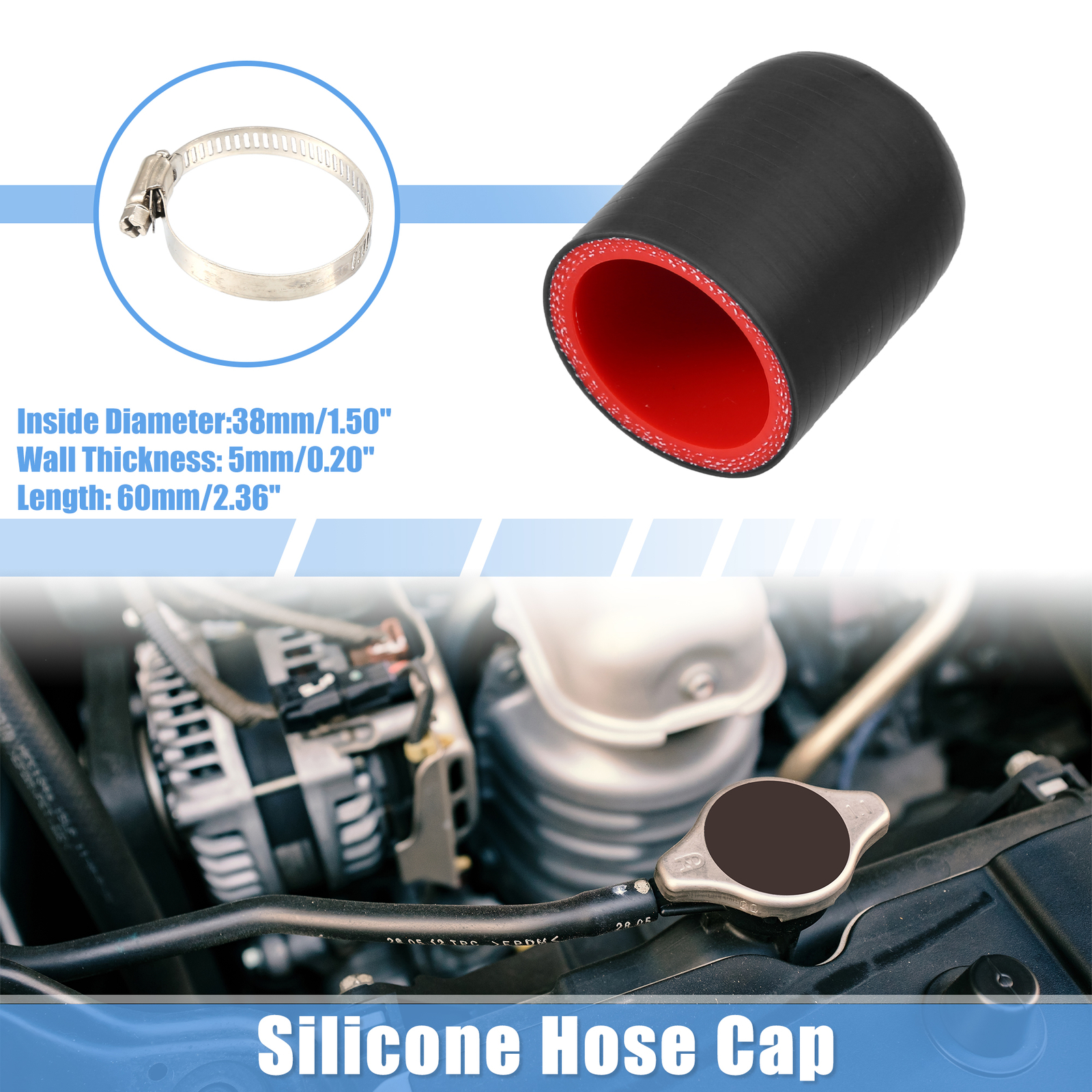 1 Set 38mm 1.50" ID Car Coolant Heater Silicone Coolant Cap Intake Hose ...
